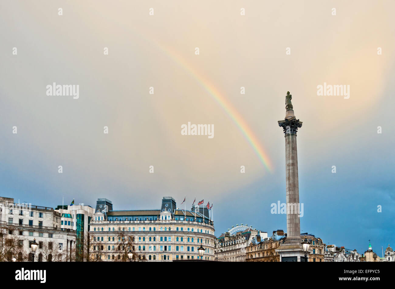 rainbow over Trafalgar Square in London Stock Photo - Alamy