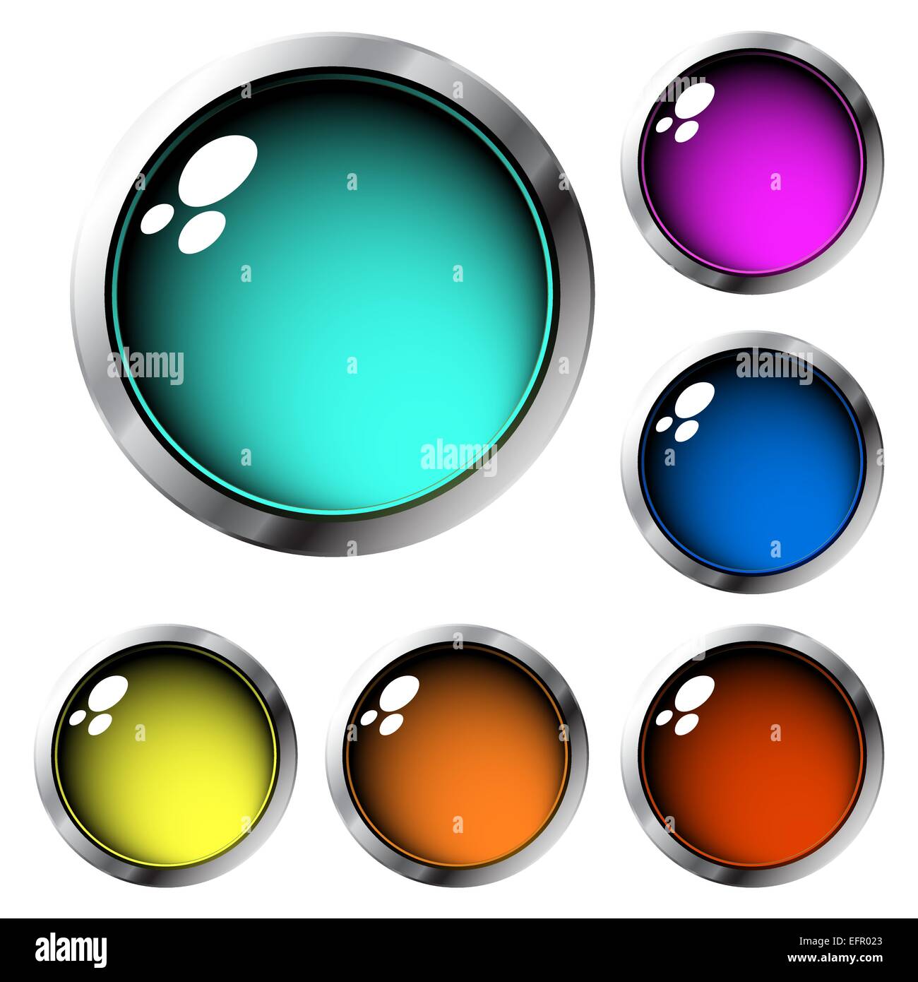 Collection of glossy buttons in different colors Stock Vector Image ...
