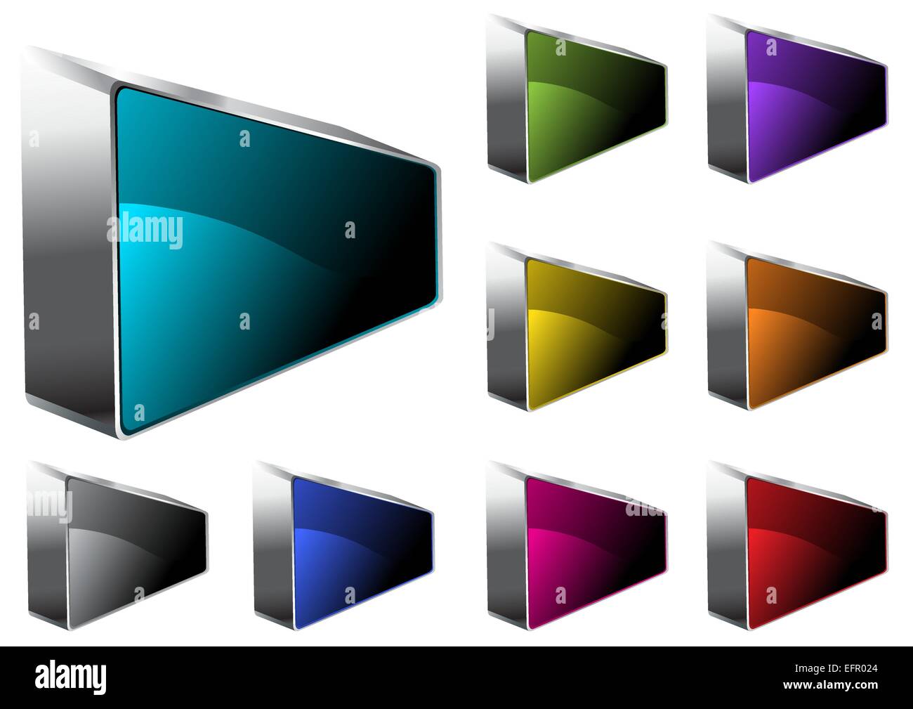 vector square perspective web buttons with silver frame Stock Vector ...