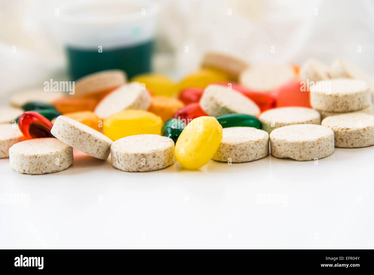 cold and flu season medicines for cough, sneeze, and sore throat Stock ...