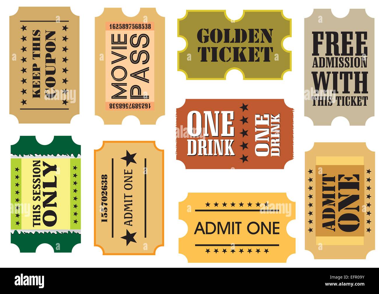Set of Vintage cinema tickets, vector illustration Stock Vector Image & Art - Alamy