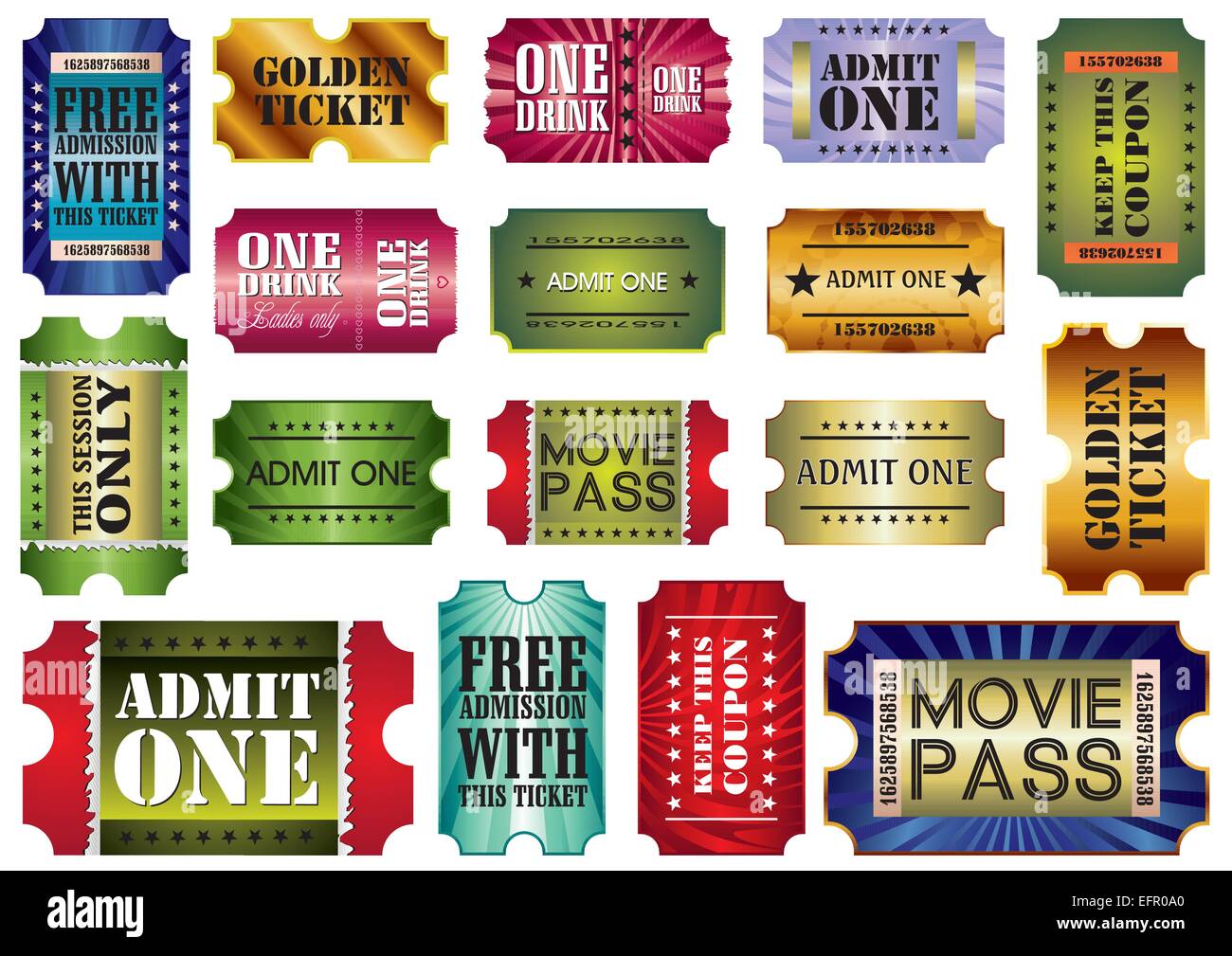 vector set: admit one tickets, vector illustration Stock Vector Image ...