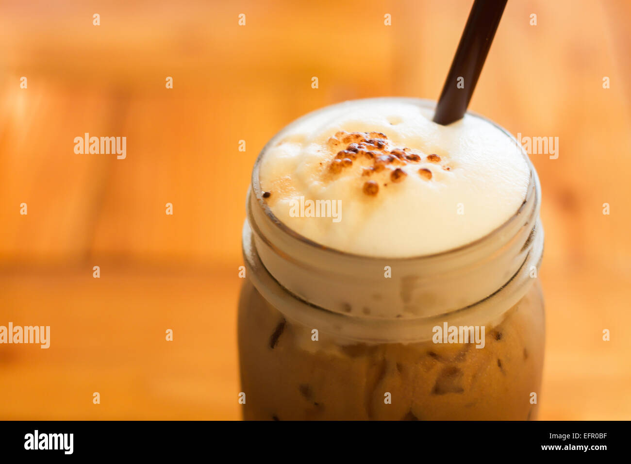 Iced caffe mocha with milk foam, stock photo Stock Photo - Alamy