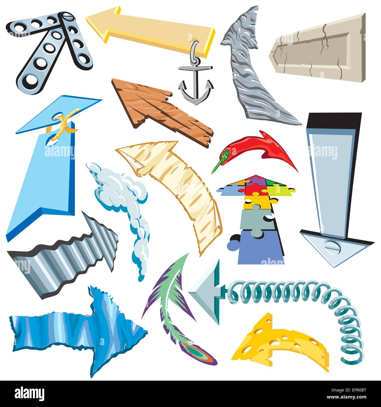 3D arrow set made of organic materials, vector illustration Stock ...