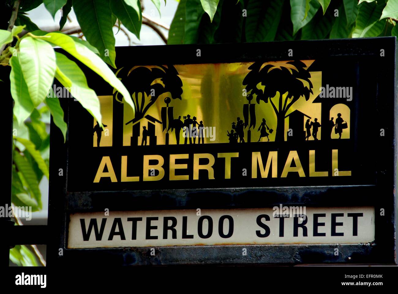 Singapore: Street sign at the pedestrians-only Albert Mall on Waterloo ...