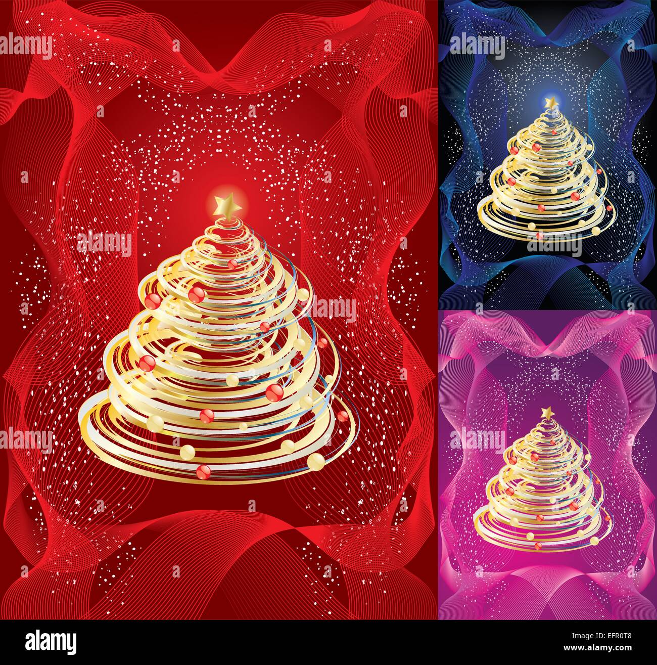 Set of three christmas trees, vector illustration Stock Vector Image ...