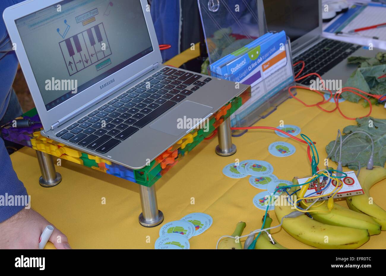 Laptop Displays Keyboard entered by Bananas Stock Photo - Alamy