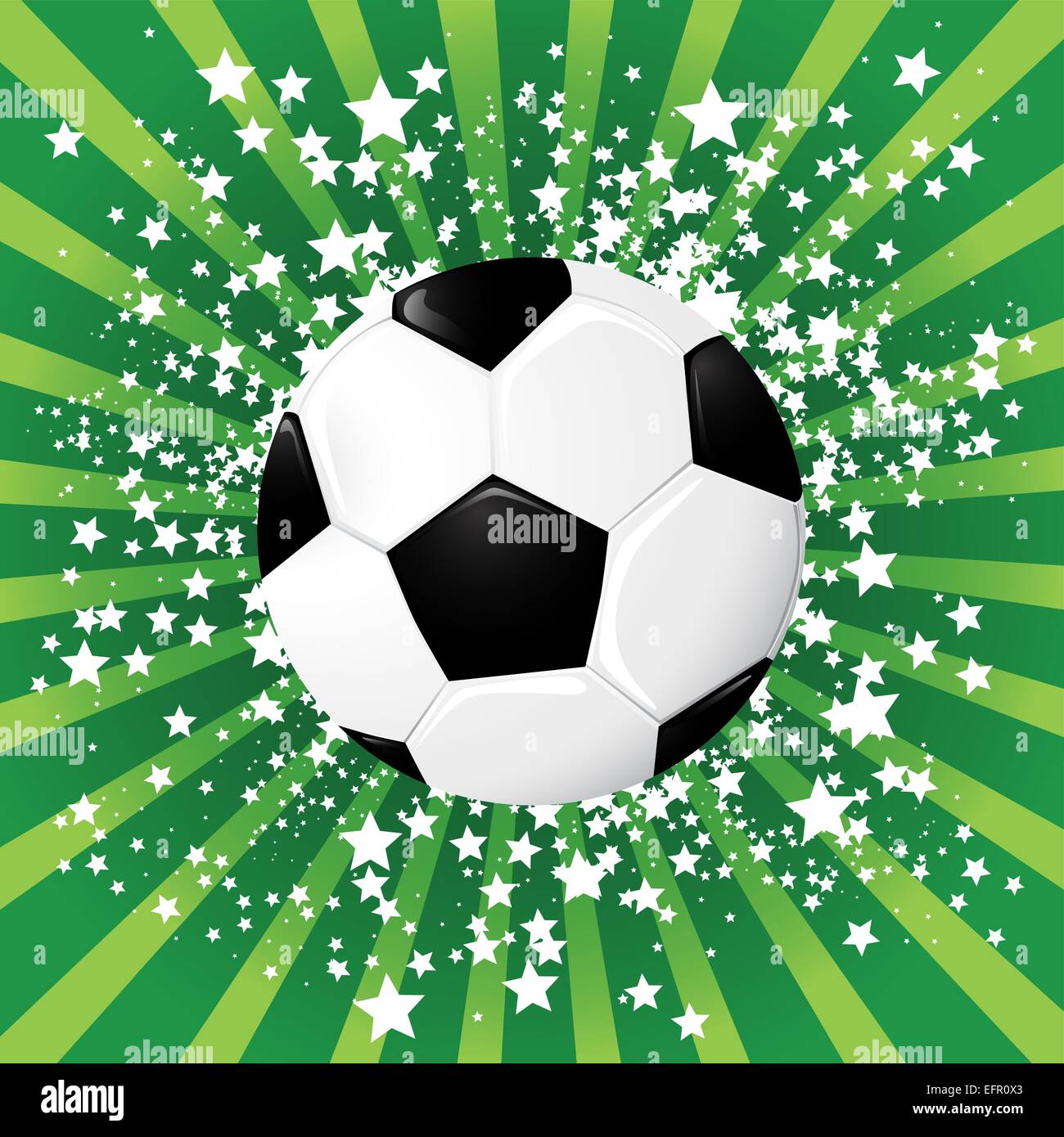 Soccer ball on green burst background, vector illustration Stock Vector ...