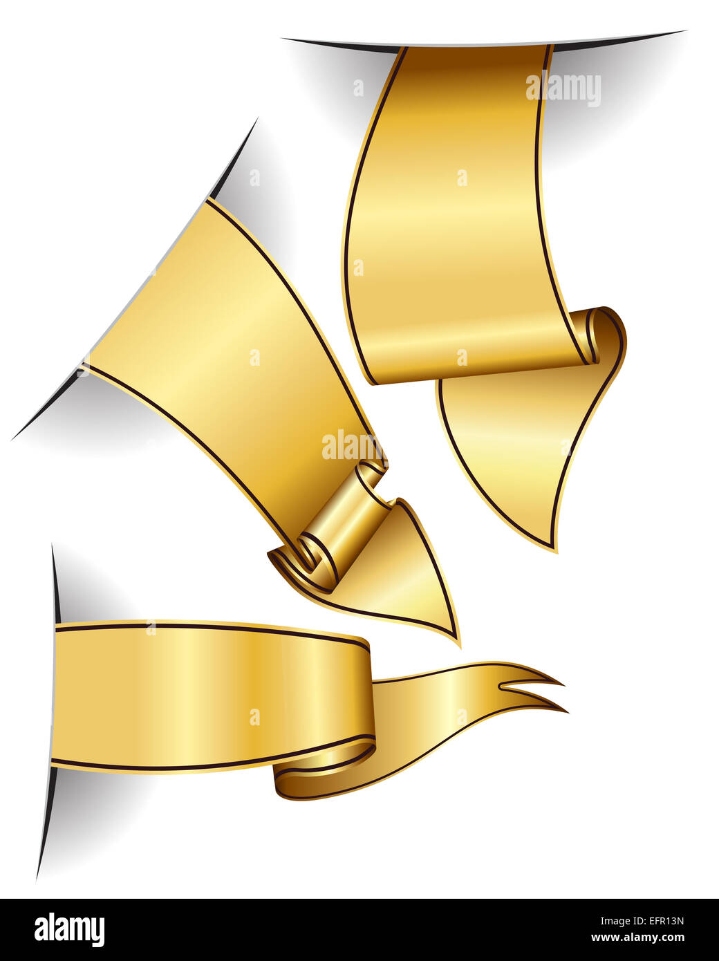 Gold ribbon collection Stock Photo - Alamy