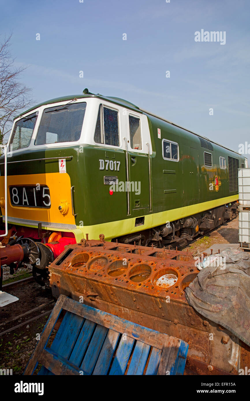 Ex-BR diesel hydraulic 'Hymek' loco No.D7017 outside the workshops at ...