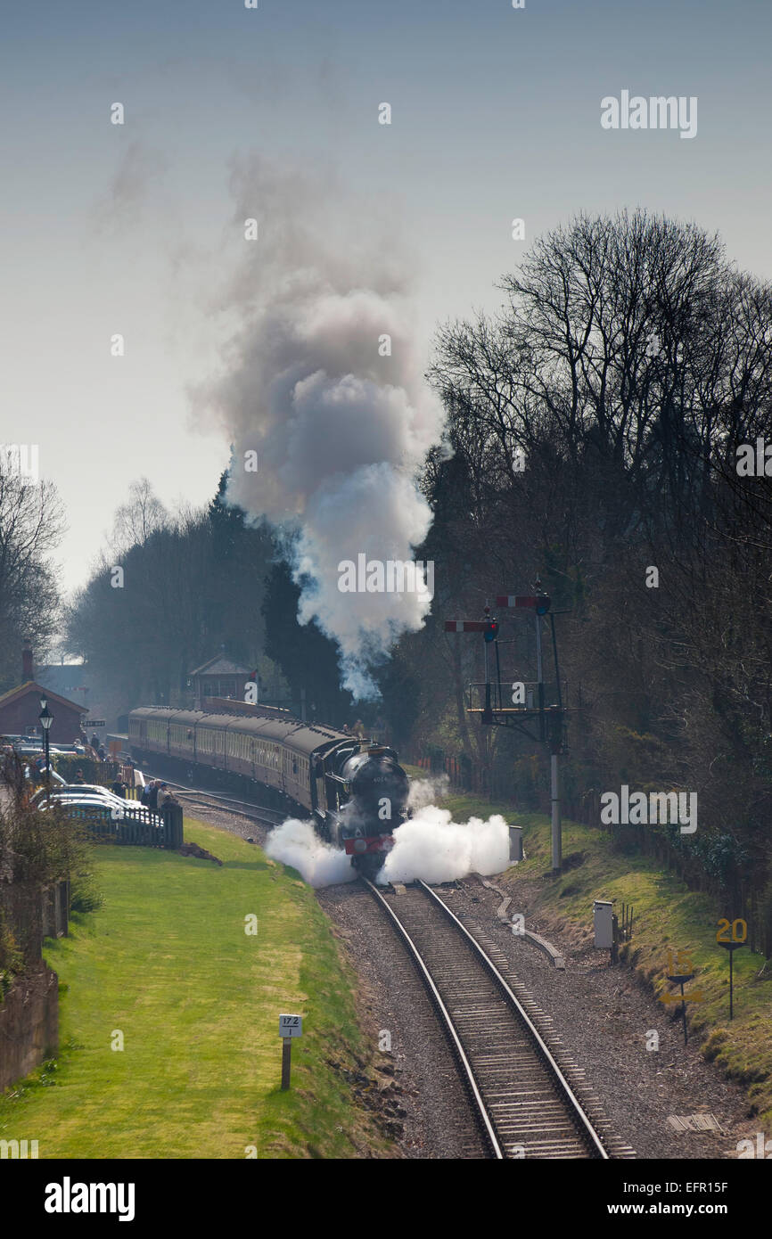 Ex-GWR loco No.6024 'King Edward I' leaving Crowcombe Heathfield ...