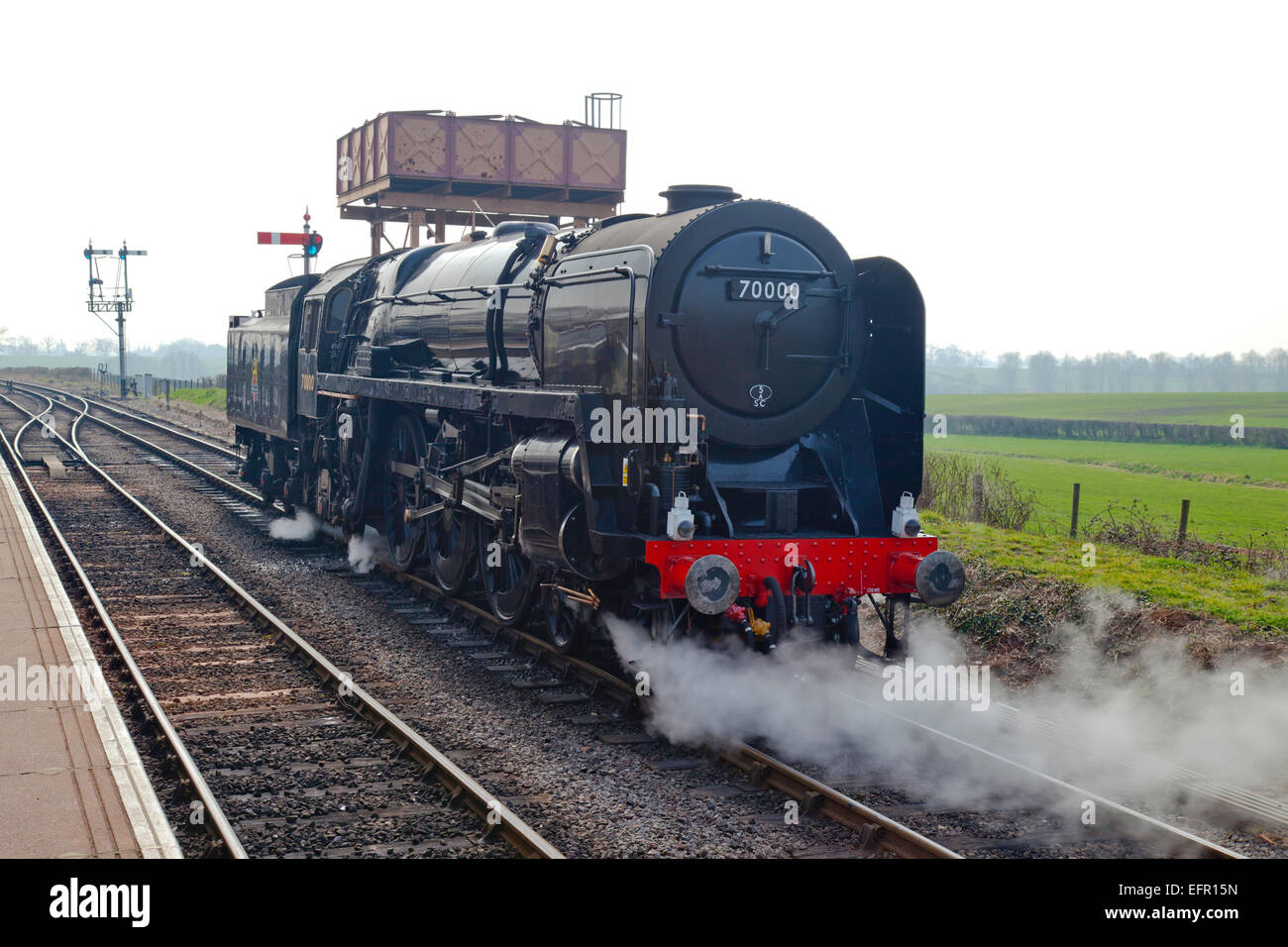 Ex BR loco No.70000 'Britannia' at Bishops Lydeard station, West ...