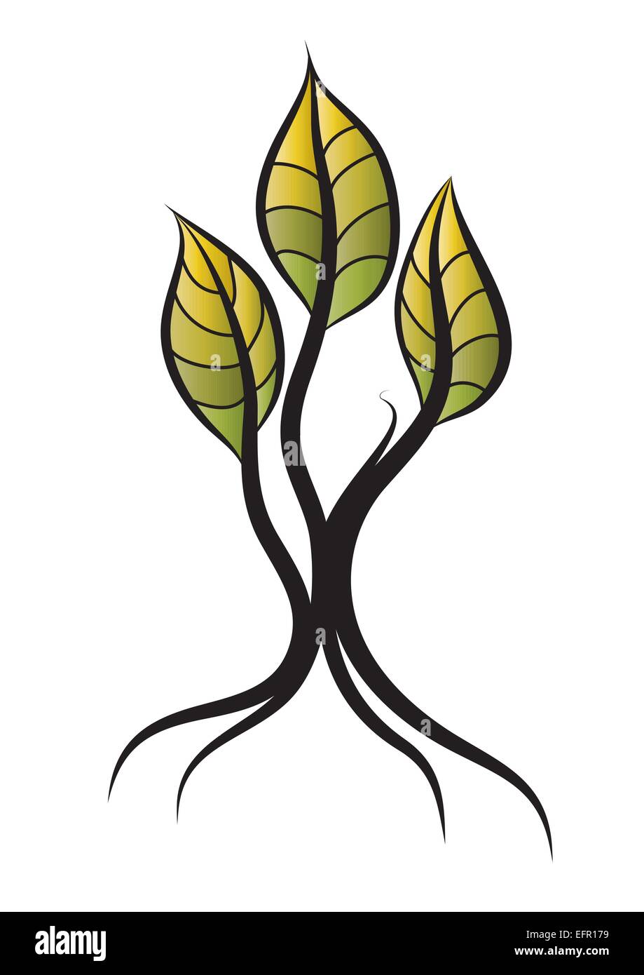 Abstract tree with big leaves, vector illustration Stock Vector Image ...