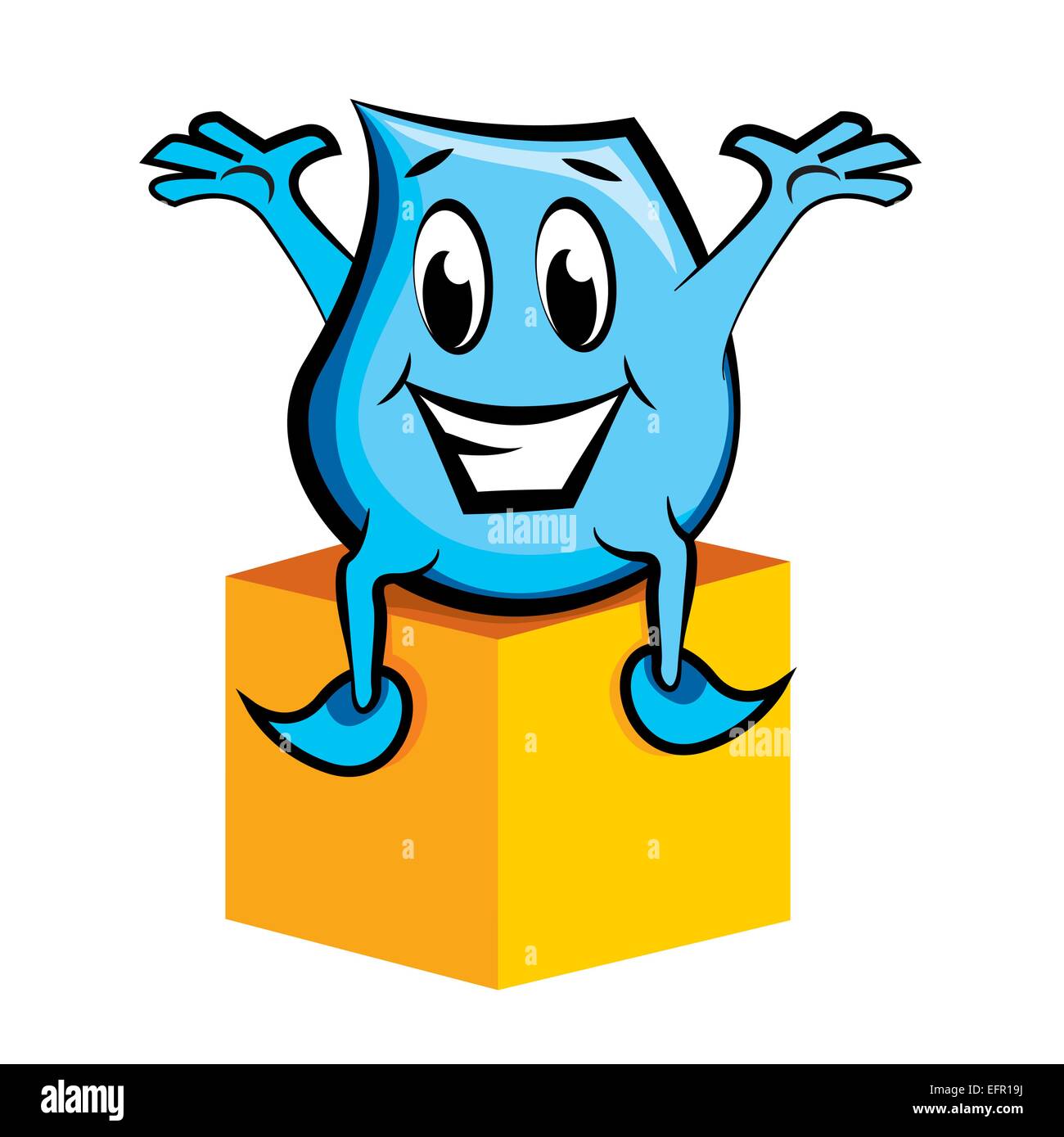 Blinky cartoon siting on the box, vector illustration Stock Vector ...