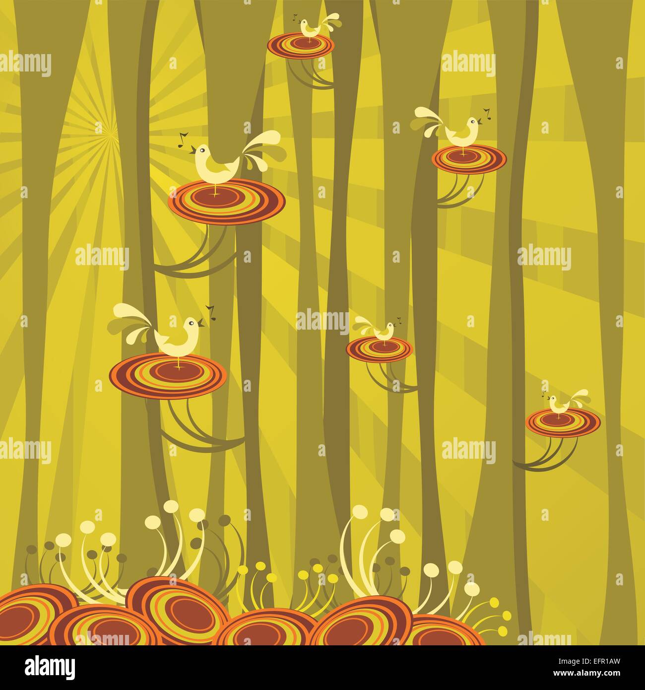 abstract forest scene, retro vector illustration Stock Vector Image ...