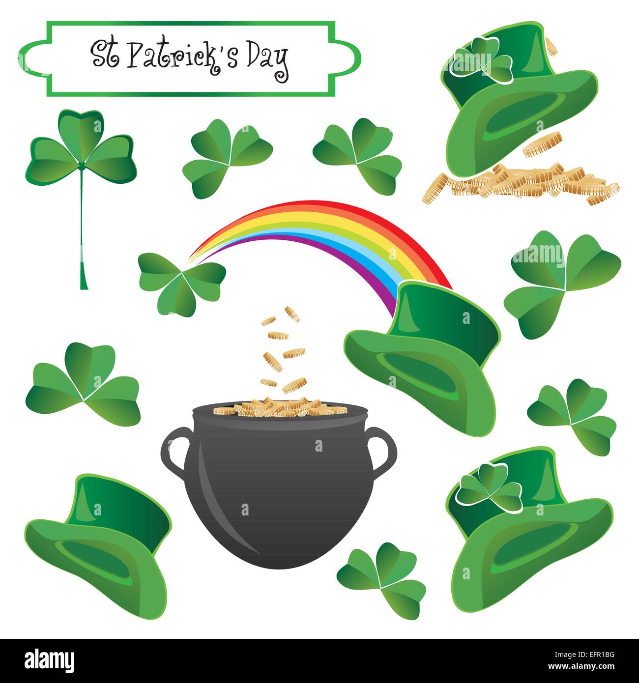 Saint Patrick`s holiday objects, vector illustration Stock Vector Image ...