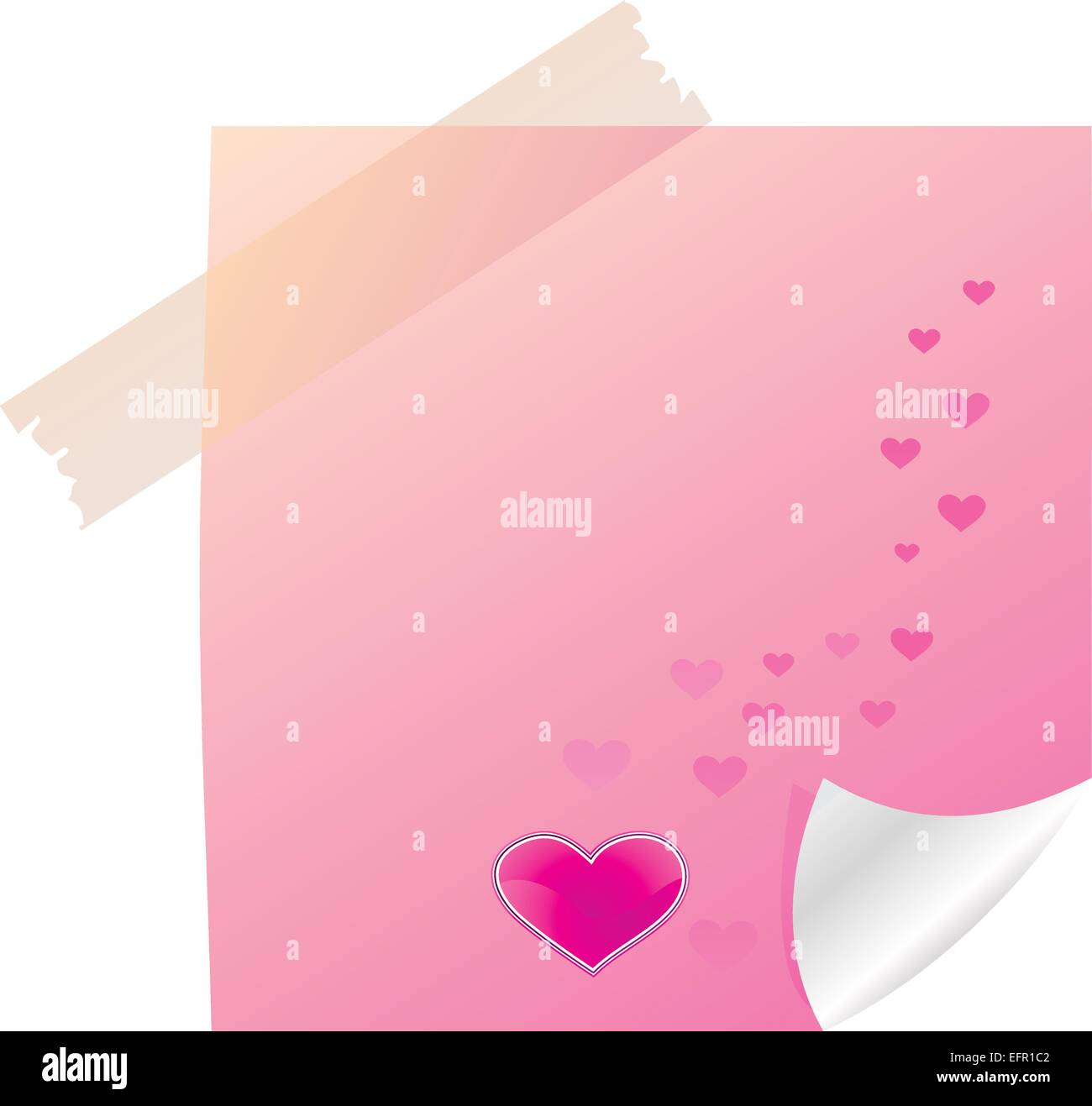 Sticky valentine note with heart, vector illustration Stock Vector ...