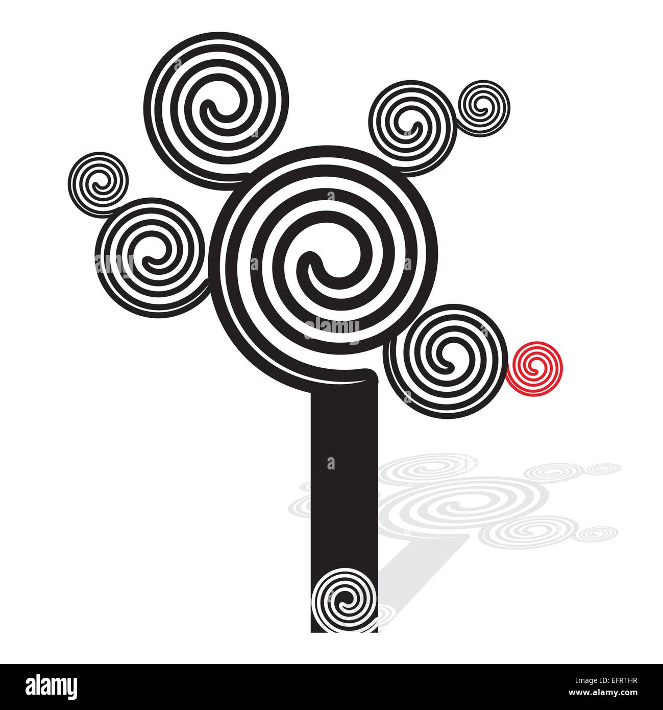 Spiral coil tree, black and white - vector illustration Stock Vector ...