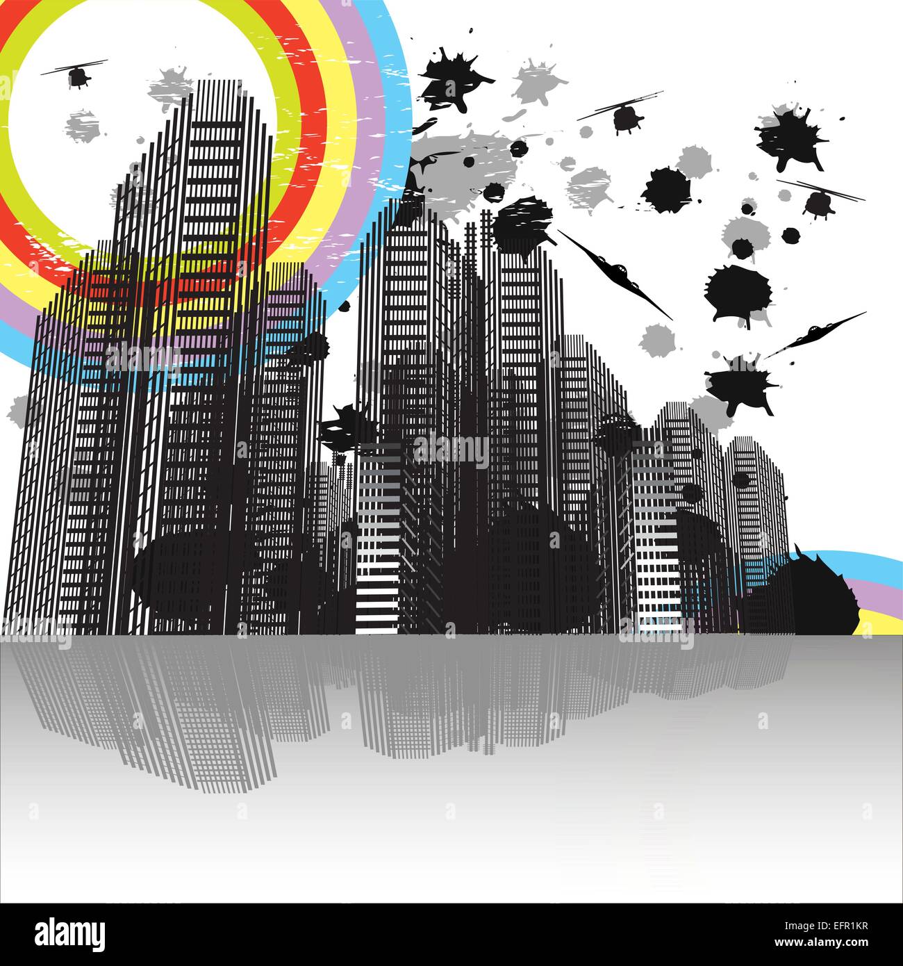 Urban business fantasy landscape, vector illustration Stock Vector ...