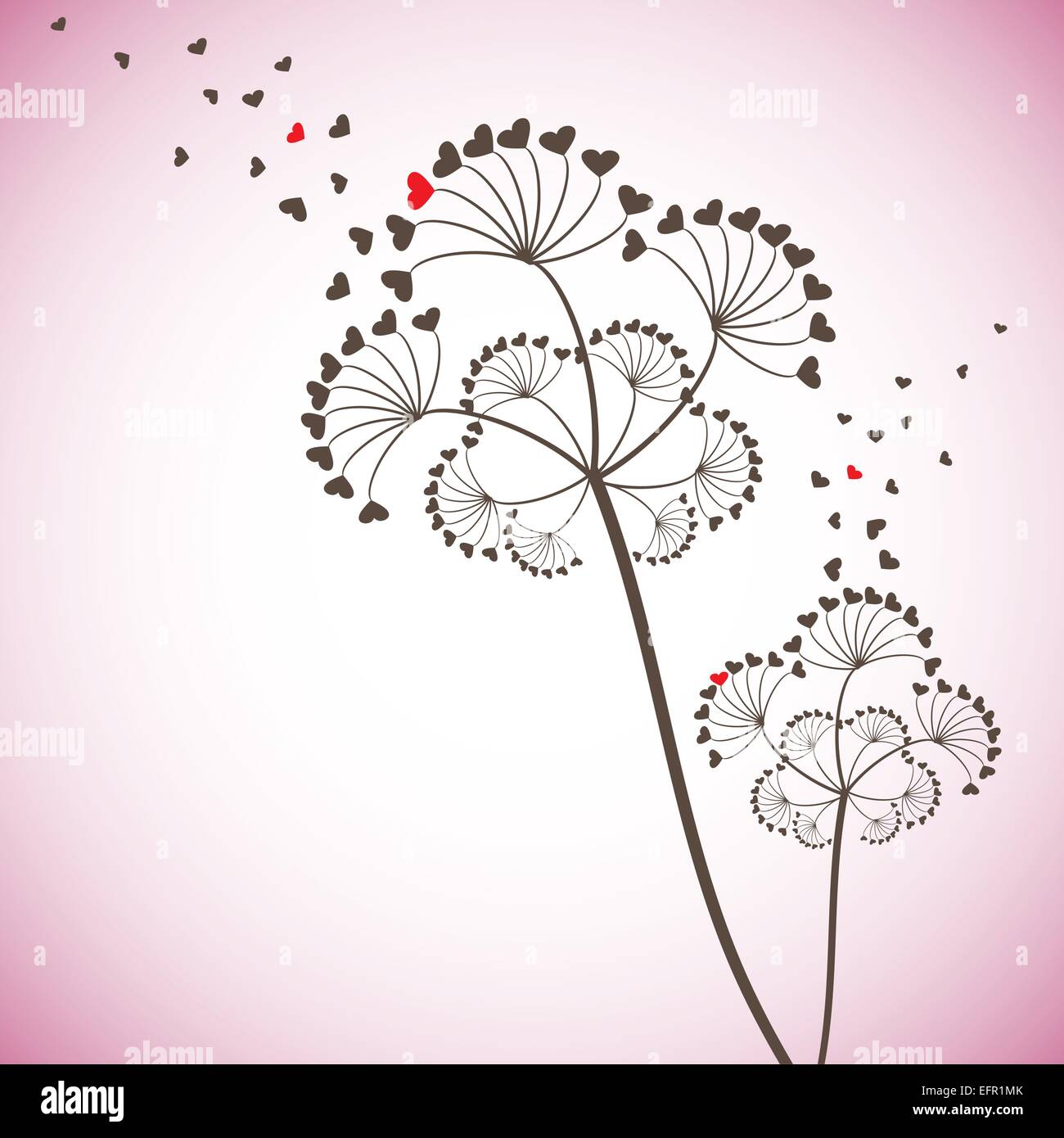 Valentine card with stylized dandelion, vector illustration Stock ...