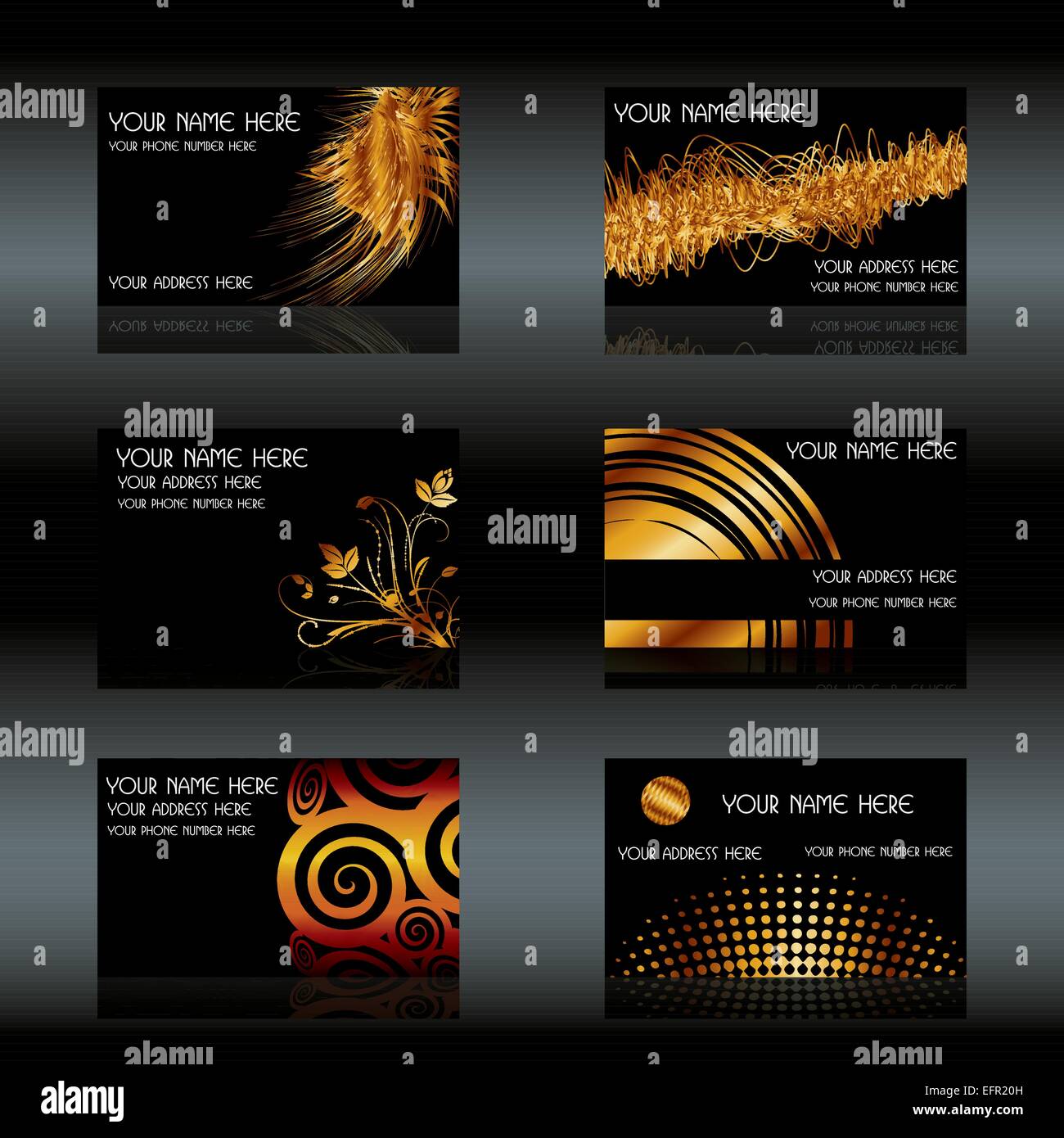 Black business cards set, eps10 vector illustration Stock Vector Image ...