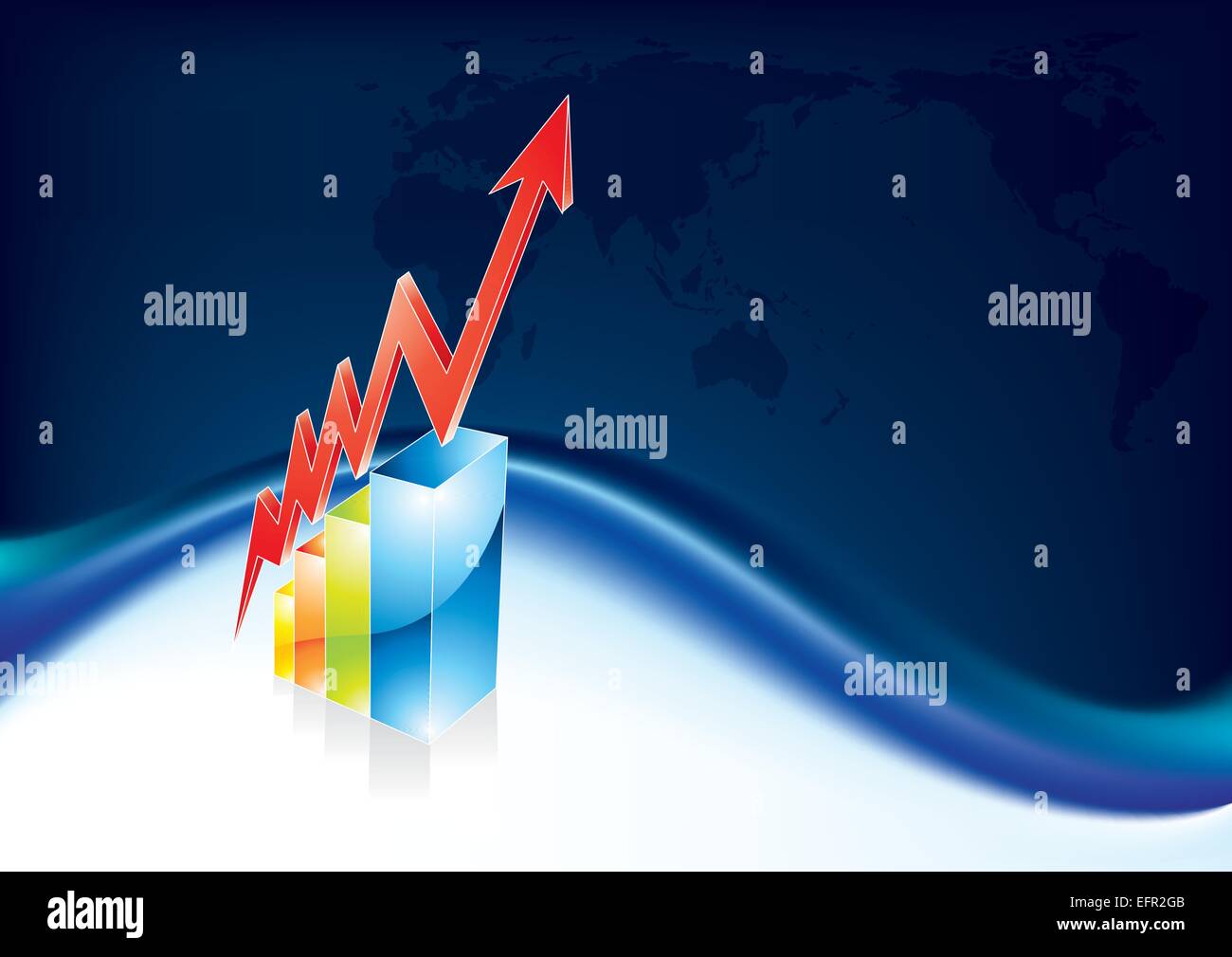 World business blue background with graph rising, eps10 vector ...