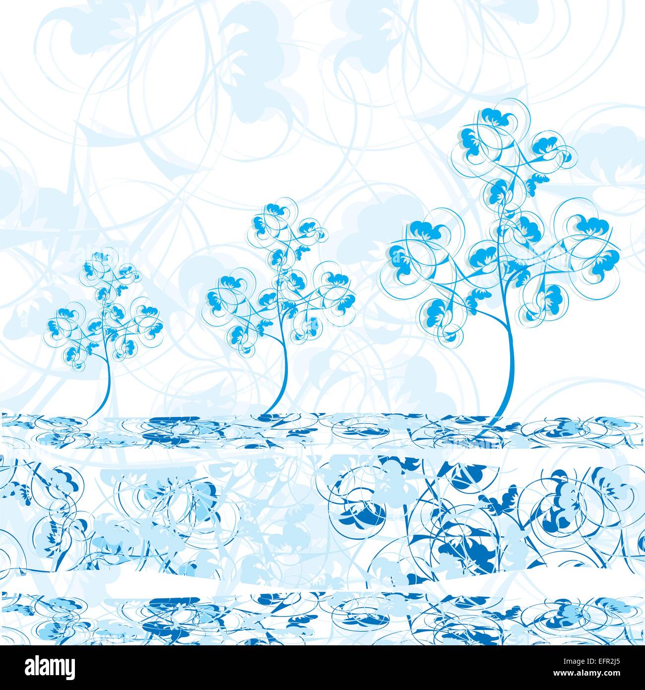 winter trees in blue color shades vector illustration Stock Vector ...