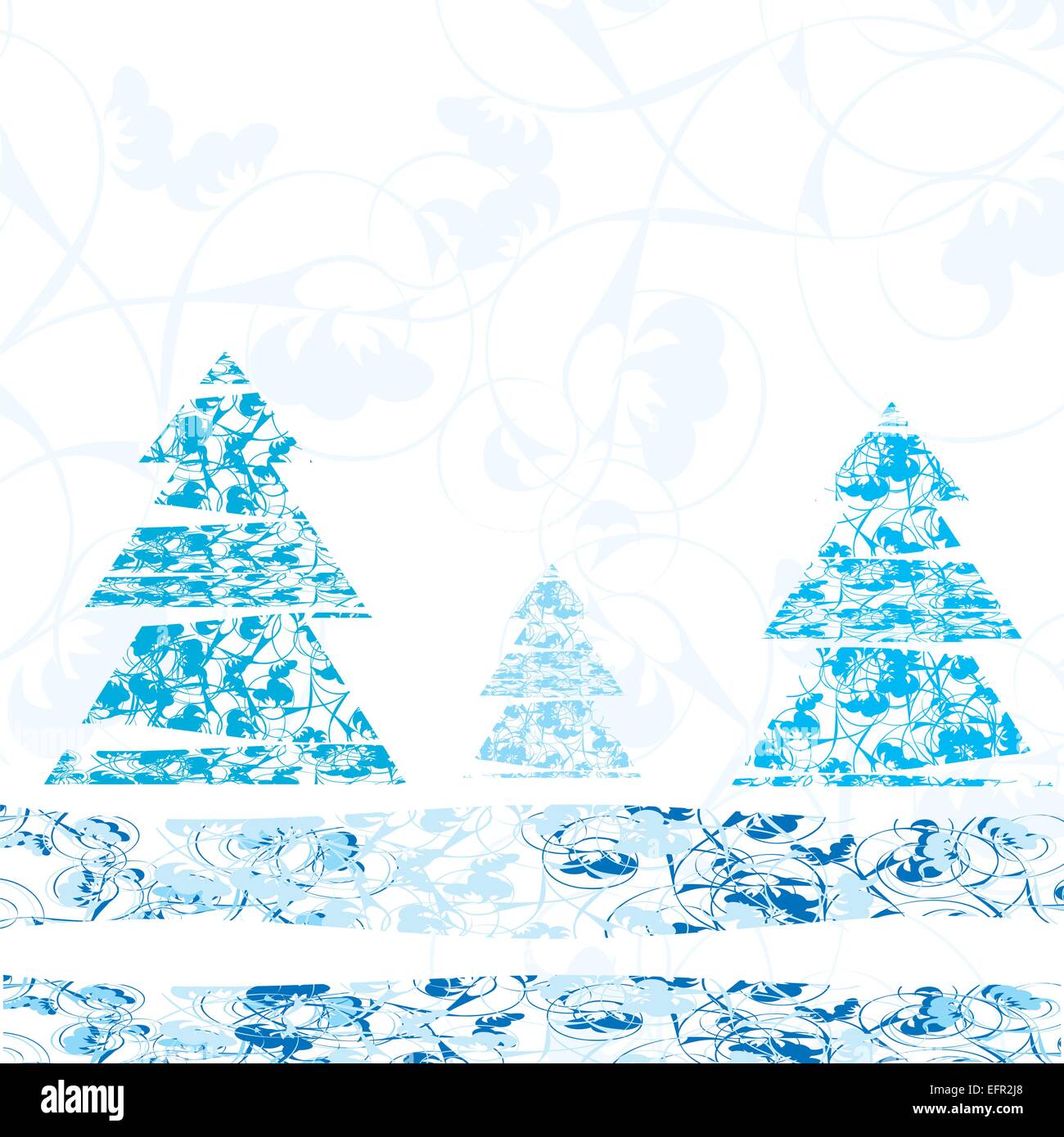 winter trees in blue color shades vector illustration Stock Vector ...