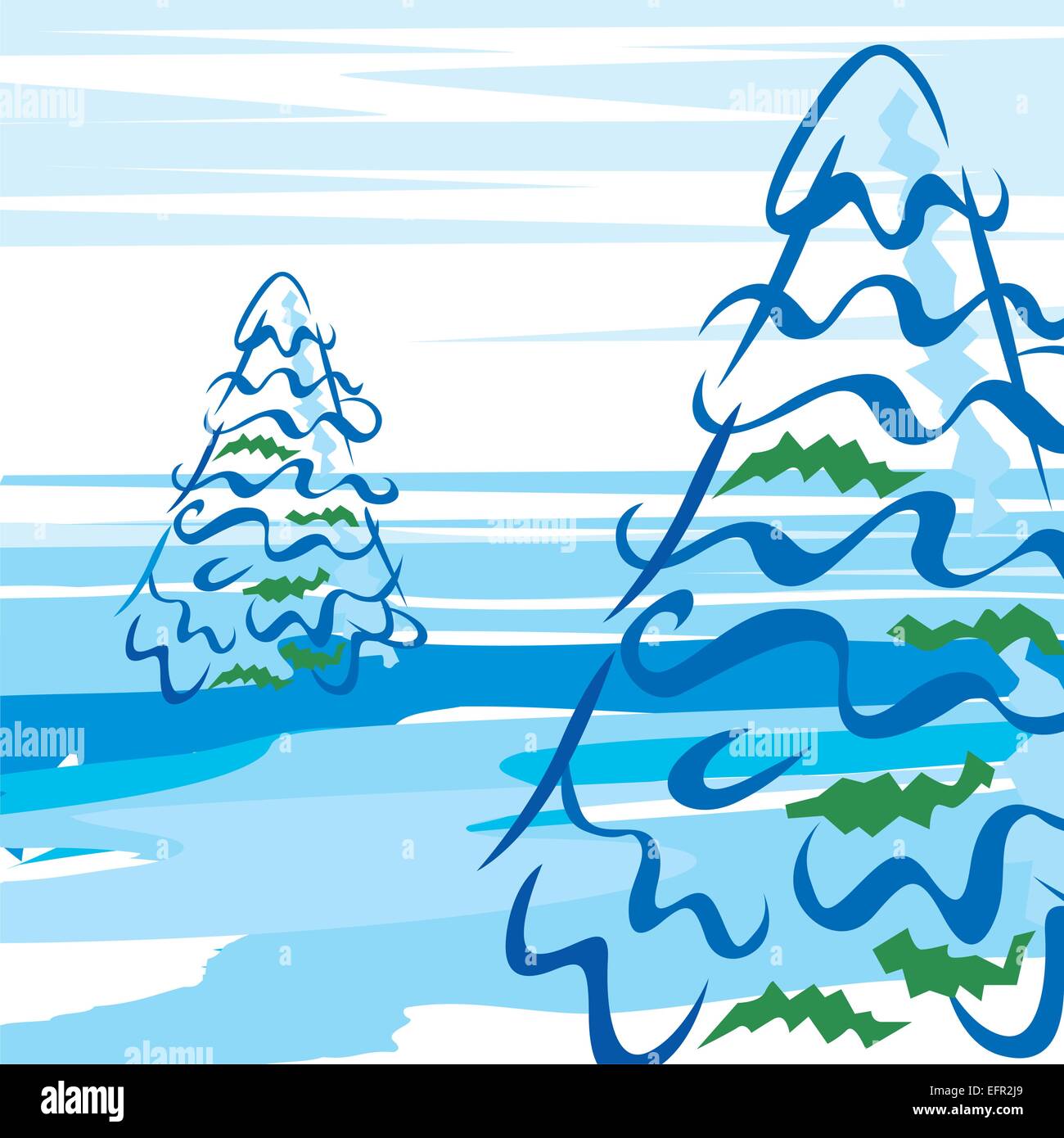 winter trees abstract landscape artwork, vector illustration Stock ...