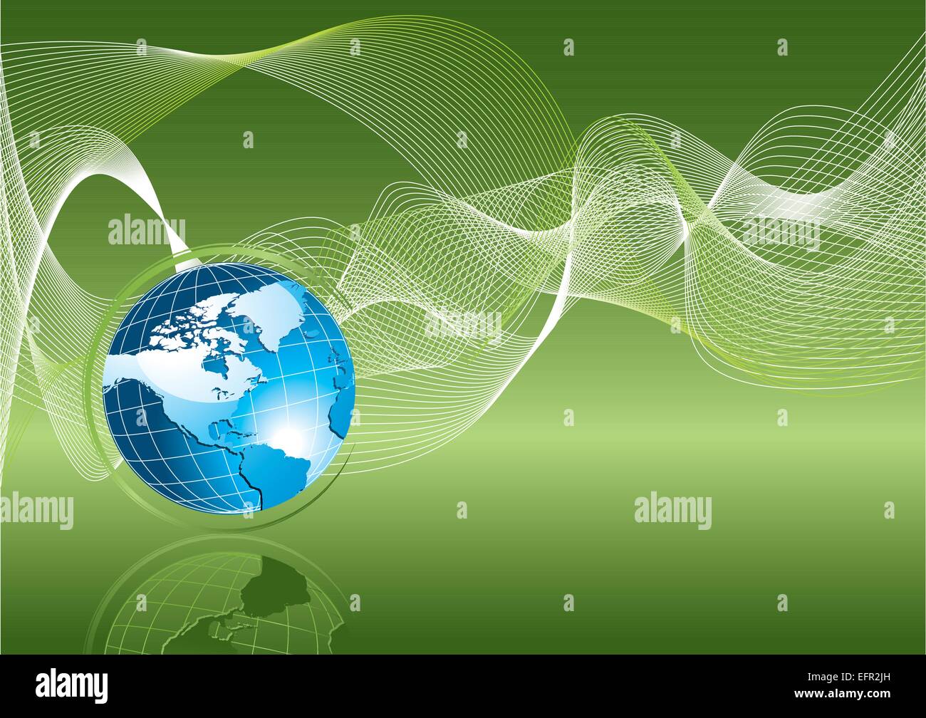 Blue earth on green background, ecology concept - vector illustration ...