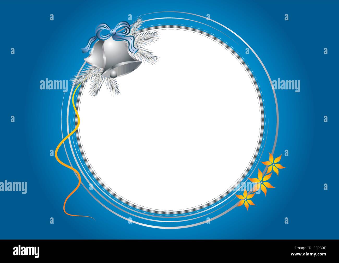 Frame with christmas bells and pine branches, vector illustration Stock ...