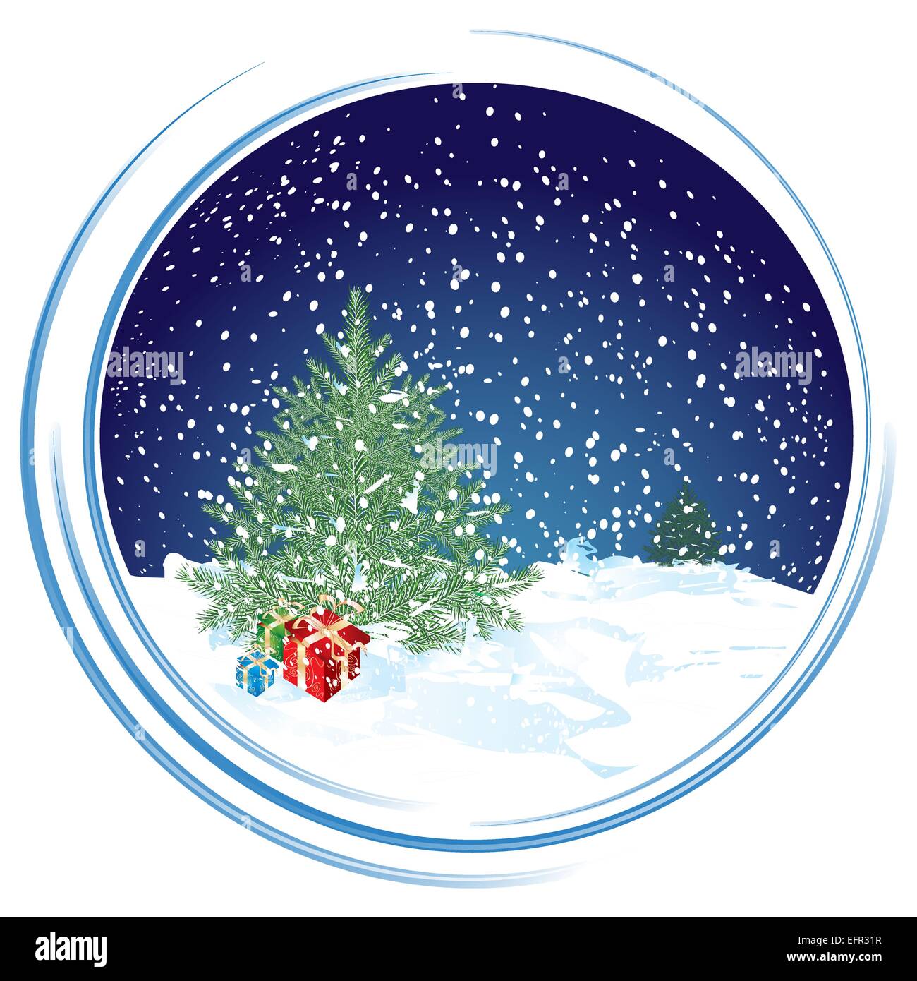 Christmas scene in circle background, vector illustration Stock Vector ...