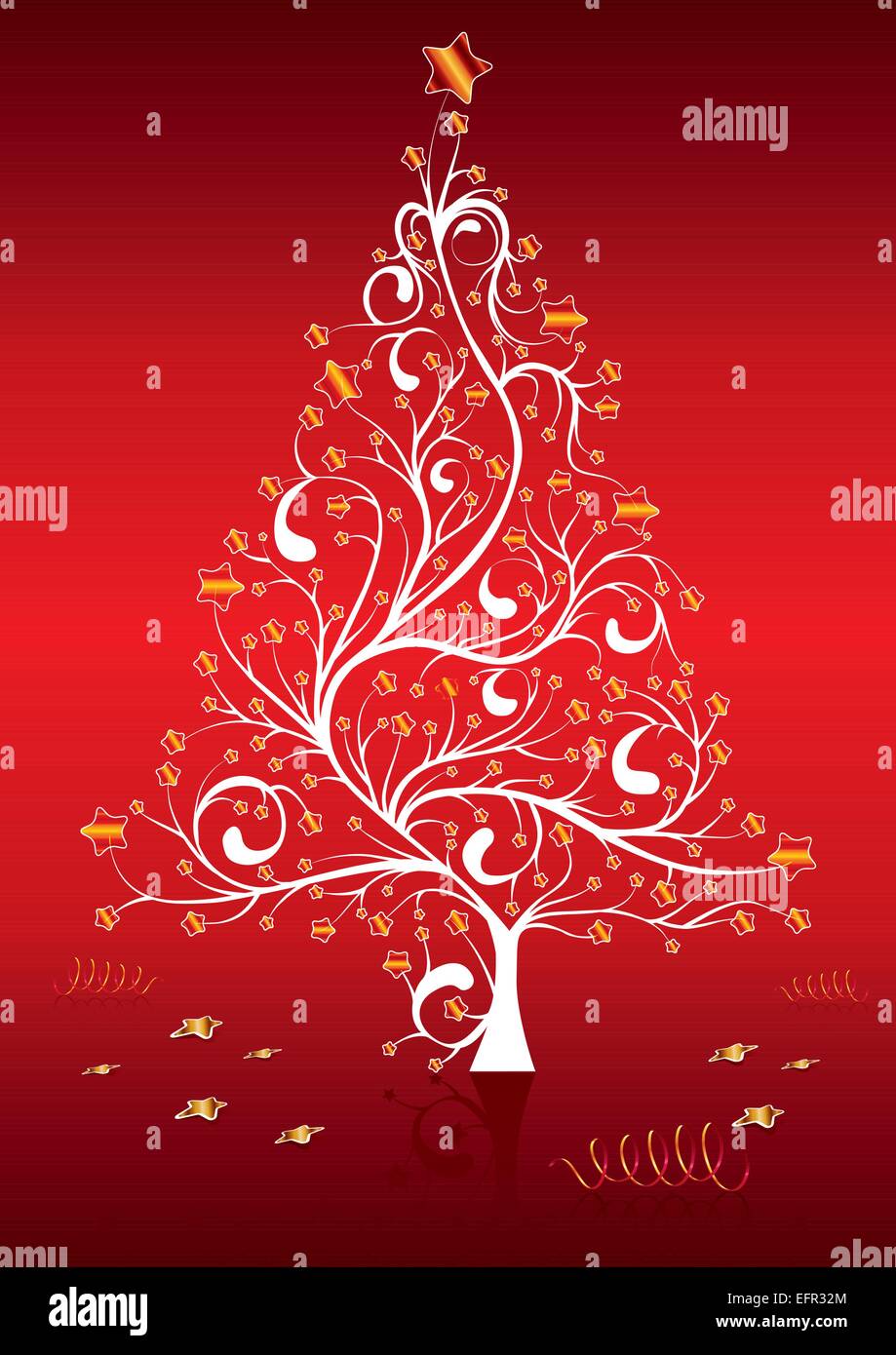 Christmas tree on the red background, eps10 vector illustration Stock ...