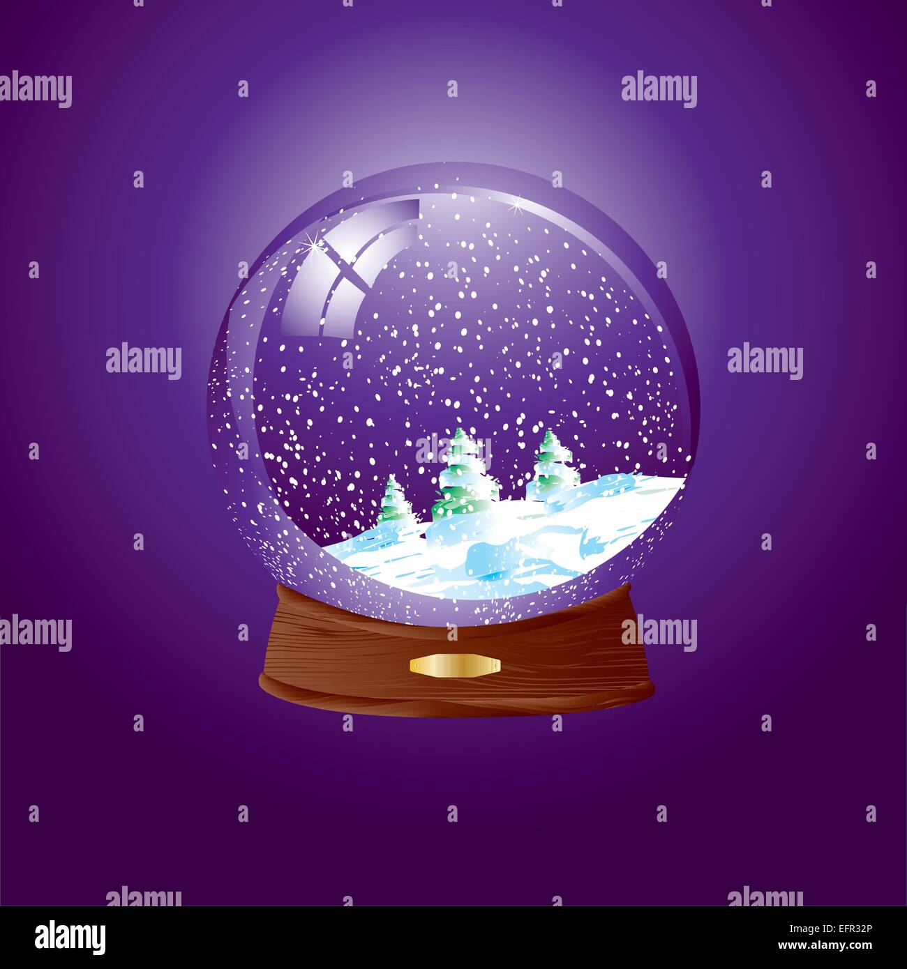 Realistic vector illustration of an snow dome against a purple ...