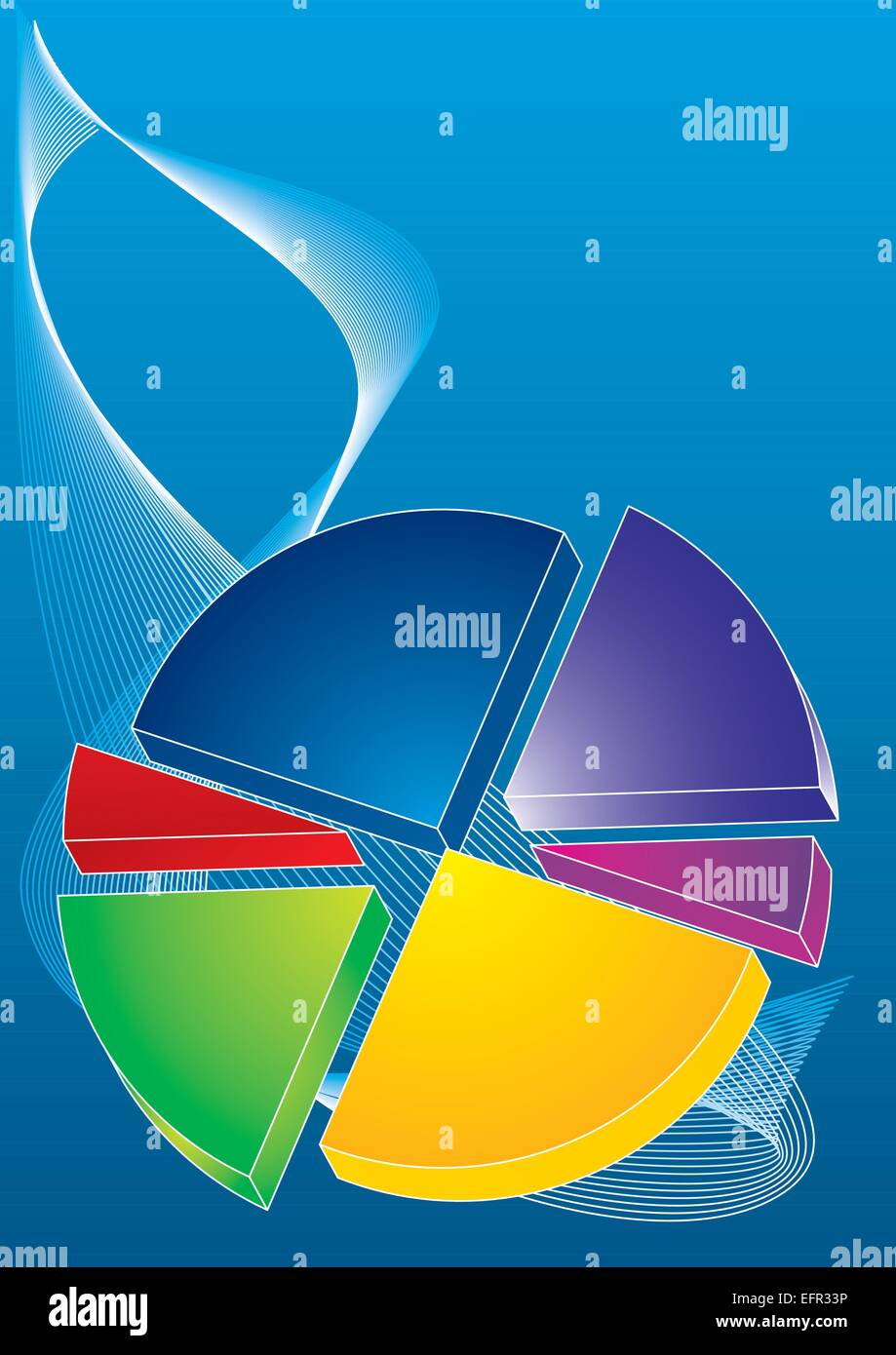 color 3d pie chart on blue background, vector illustration Stock Vector ...