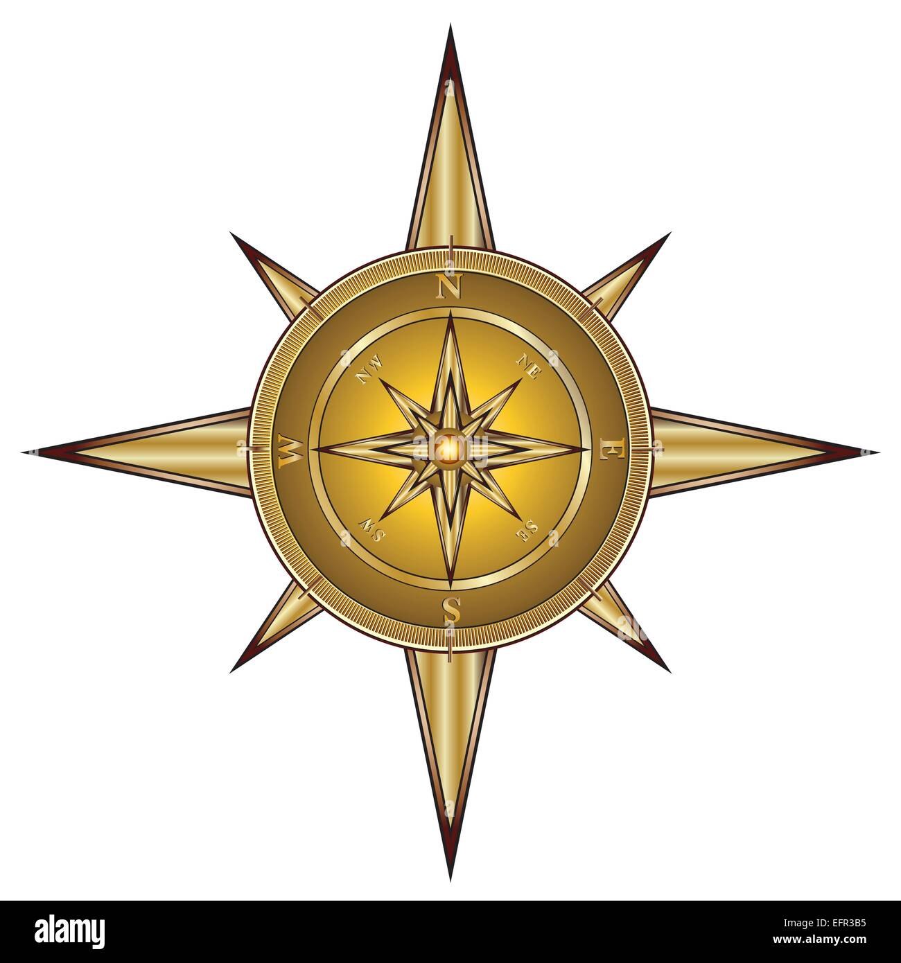 Gold compass isolated on white, vector illustration Stock Vector Image ...
