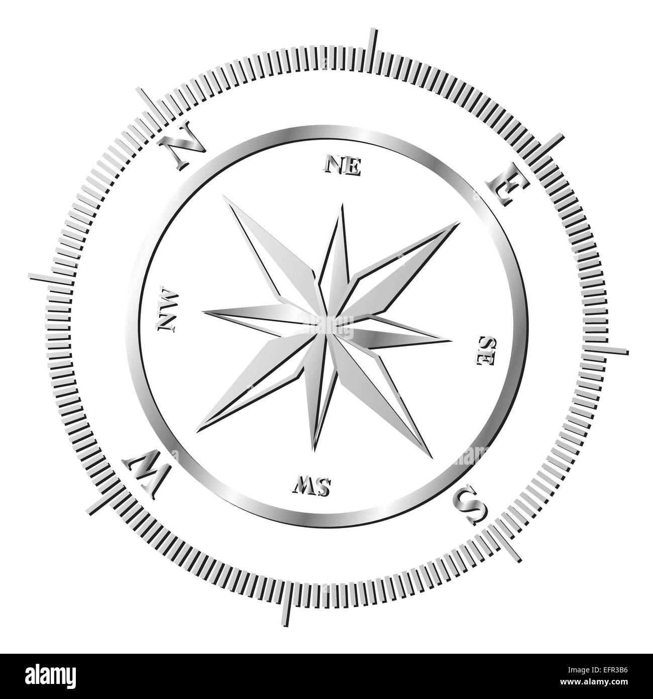 Silver shiny compass rose Stock Vector Image & Art - Alamy