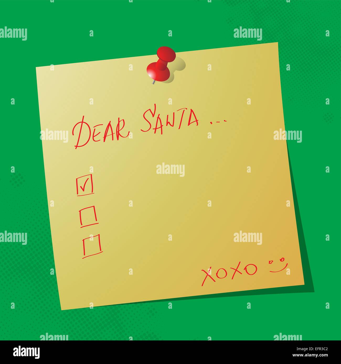dear santa handwritten message on sticky paper, eps10 vector ...