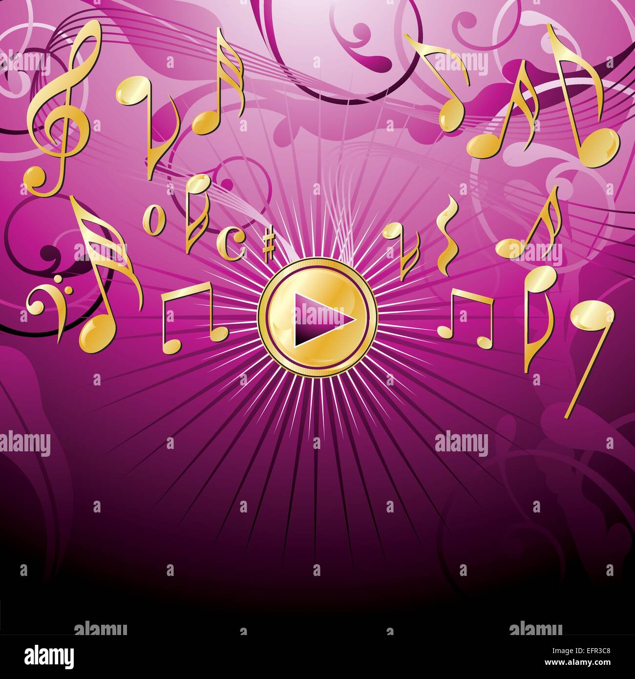 Musical theme with play button, vector illustration Stock Vector Image ...