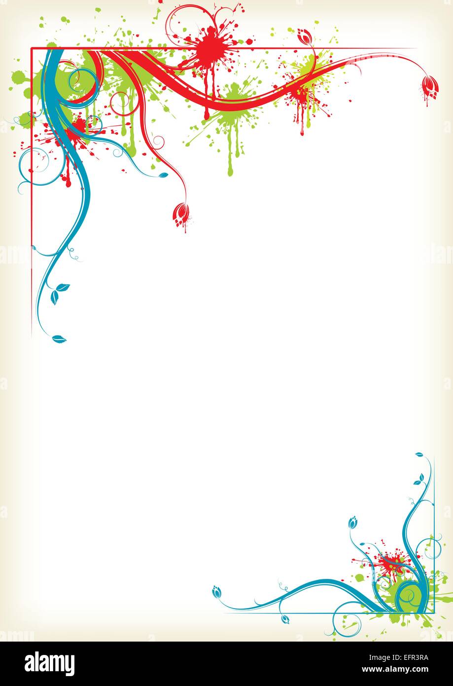 Splashing colorful floral frame, eps10 vector illustration Stock Vector ...