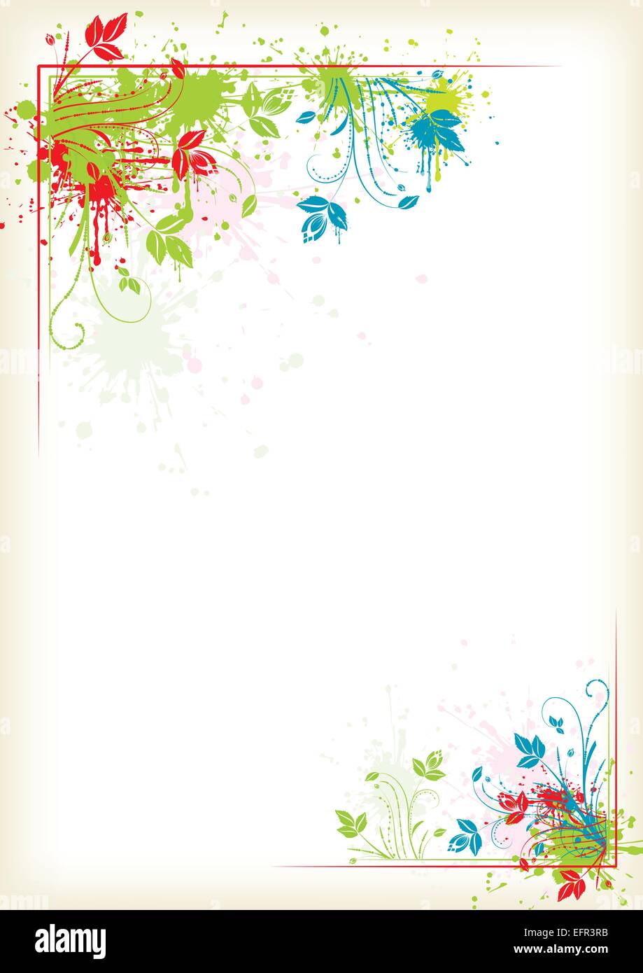 Splashing colorful floral frame, eps10 vector illustration Stock Vector ...