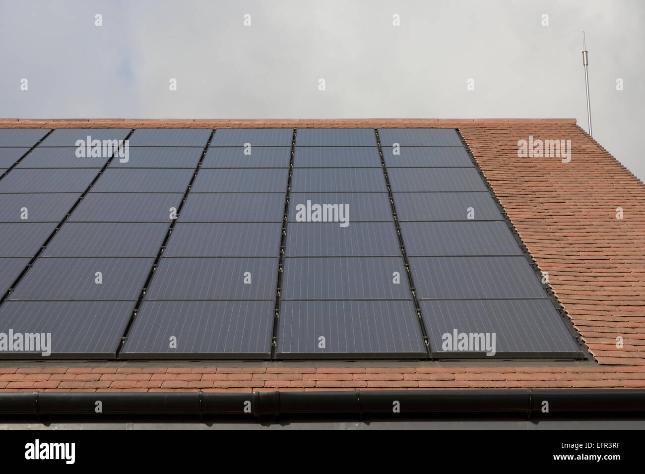 Integrated solar PV panels on roof Community Centre Zero Carbon Village ...