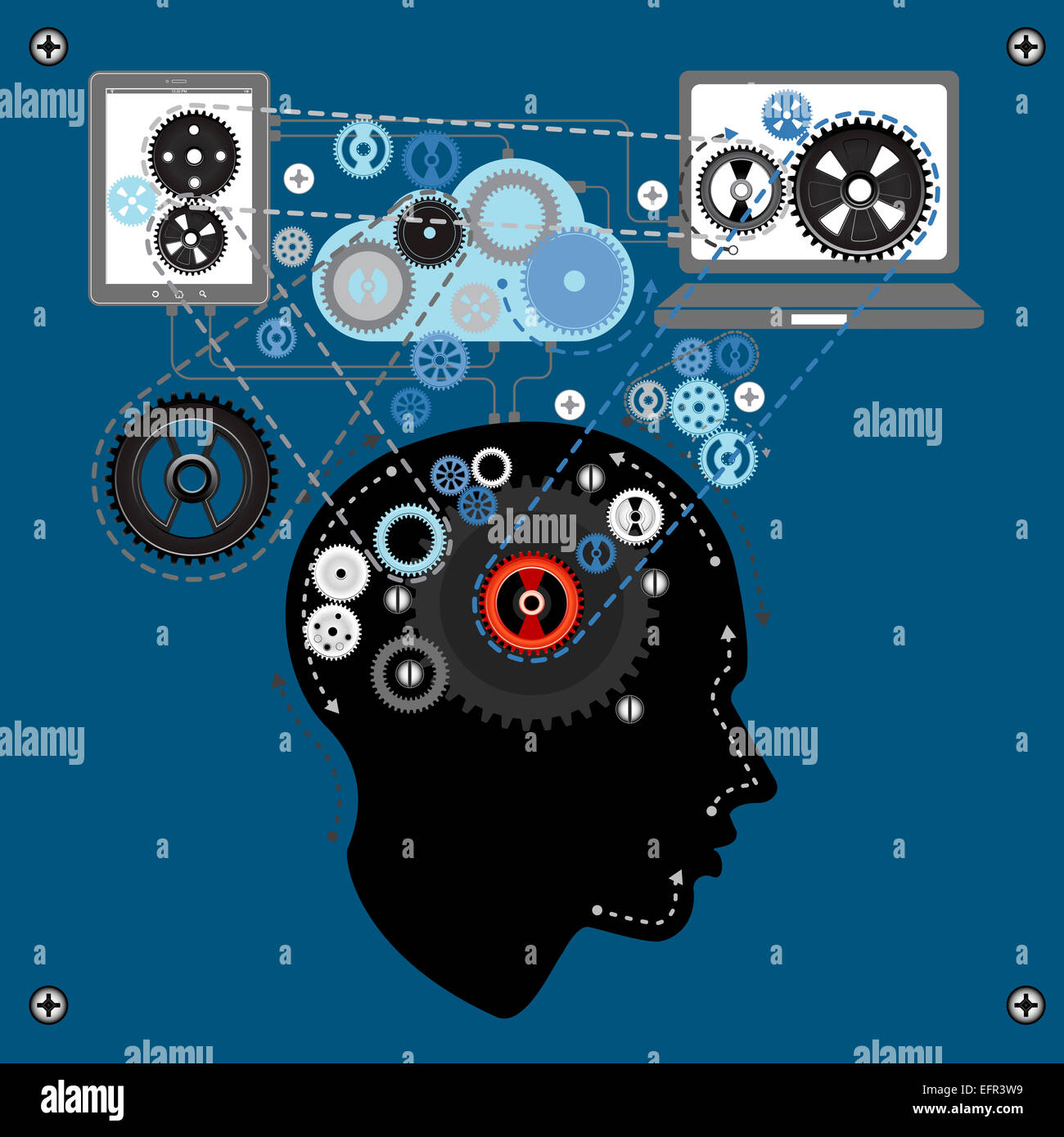 Human brain communicating with technology Stock Photo - Alamy