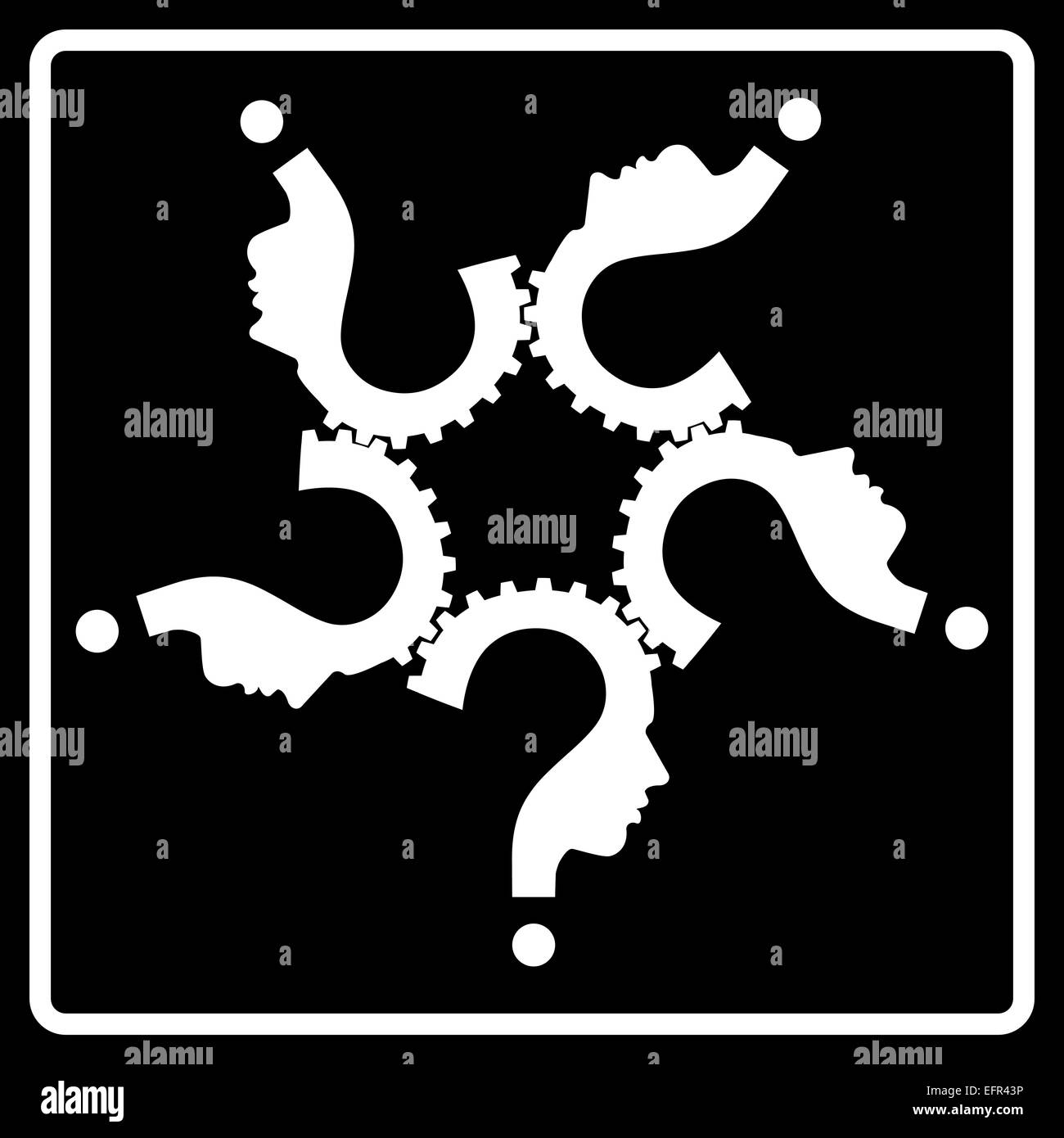 Question mark human head team gear symbol Stock Photo - Alamy