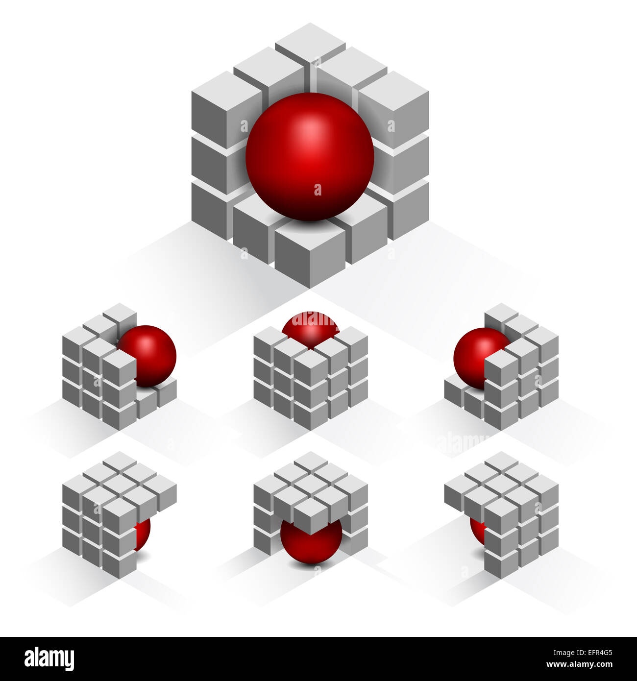 Set of vector cubes with sphere Stock Photo - Alamy