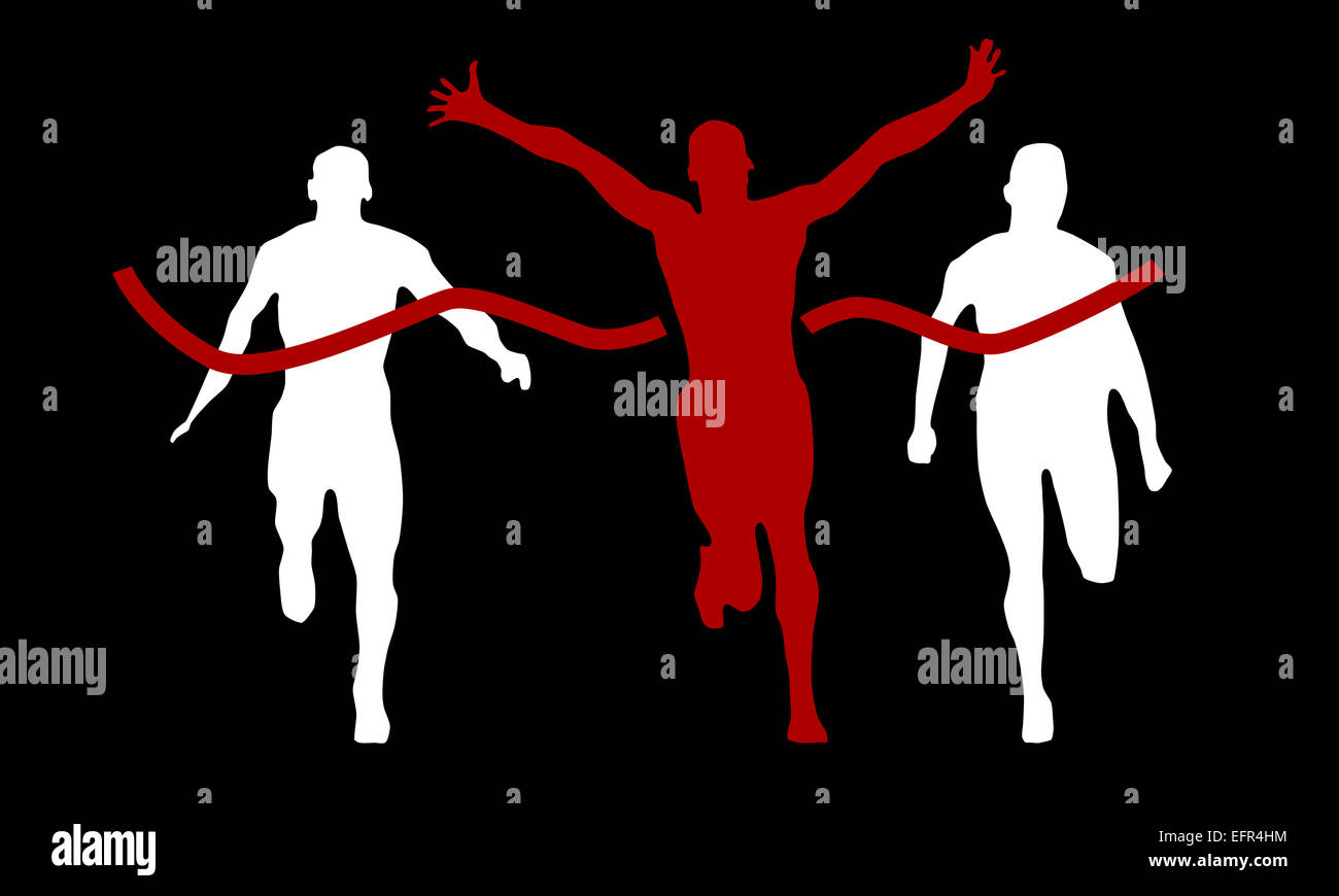 Winner on finish line Stock Photo - Alamy