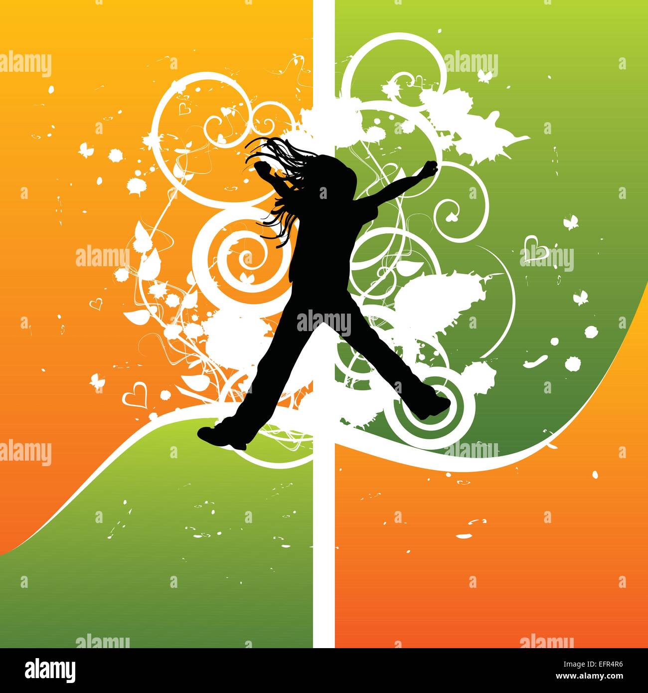 Girl silhouette jumping from joy, vector illustration Stock Vector ...