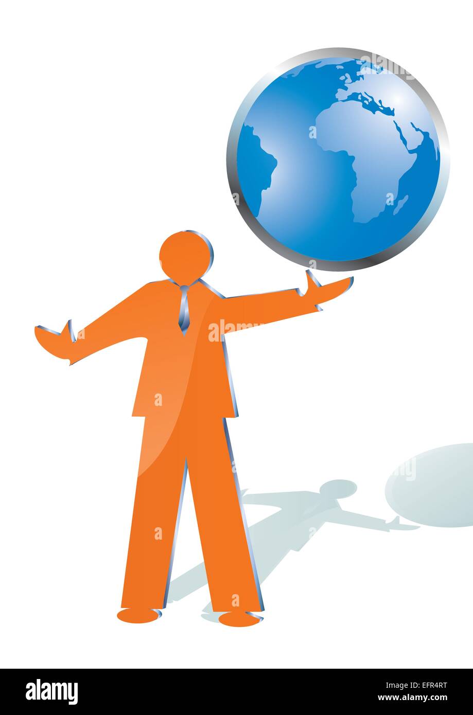 business man playing with world globe, vector illustration Stock Vector ...