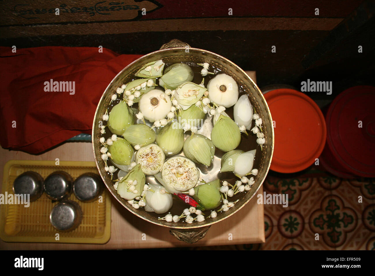 Scented water at (monastery) Wat Phnom, Phnom Penh, Cambodia Stock ...