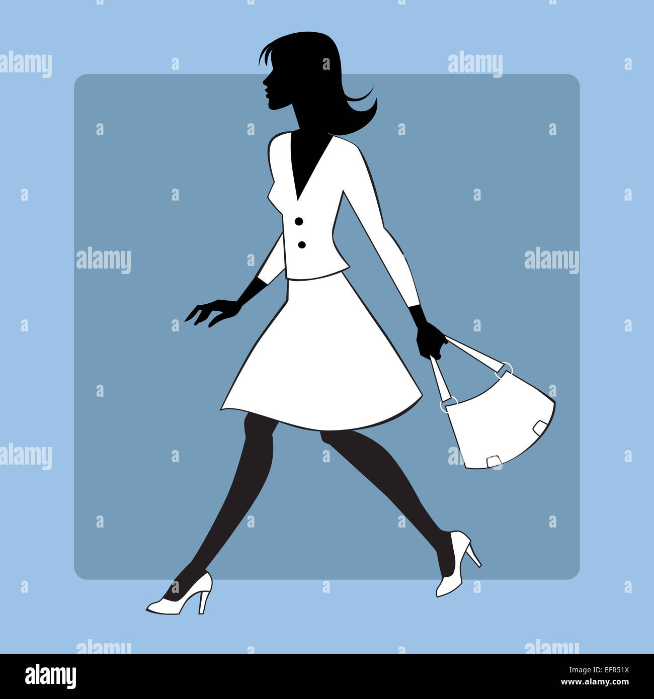 Silhouette icon modern young woman goes Stock Photo - Alamy